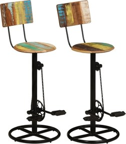 vidaXL Barové stoličky 2 ks masivní recyklované dřevo [338218] Barva: Vícebarevný