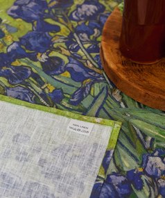 Lenbutik Lněný běhoun na stůl  Vincent Van Gogh Kosatce / Irisis Rozměry ubrusů: 142x50 cm