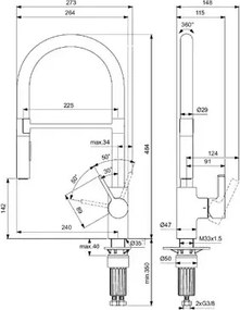 Ideal Standard Gusto - Dřezová baterie s flexibilním ramenem a sprškou