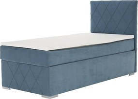 Boxspringová postel, jednolůžko, modrá, 90x200, pravá, PAXTON