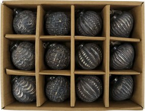 12ks mocca antik skleněná vánoční ozdoba koule ChicAnt - Ø 5,5*6 cm