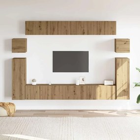 Sada 8 kusů nástěnné TV skříňka dub artisan kompozitní dřevo 3329148
