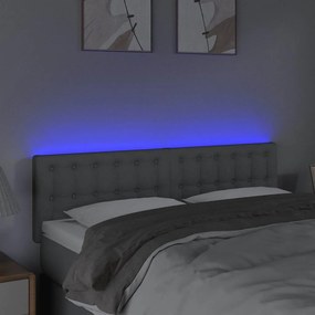 Čelo postele s LED světle šedé 144 x 5 x 78/88 cm textil 3122044