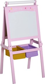 HOMCOM Dětská tabule Dětský easel Psací deska 3-v-1 Design Hračková deska se 2 odnímatelnými úložnými koši magentickými pro děti od 3 let MDF netkaná