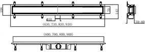 Mexen Flat ABS, sprchový odtokový žlab 2v1 80 cm, broušená ocel, 1069080