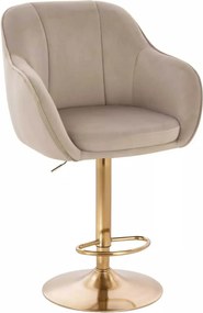 LuxuryForm DESIGN Barová židle AVOLA VELUR na zlaté kulaté podstavě - latte
