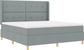 Postel s boxspringem s čelo Světle šedá 180 x 200 cm textil 3341847