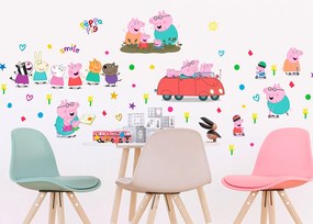 Dětská samolepka na zeď Prasátko Peppa Rodinná Jízda | 65 x 85 cm | DDK2359