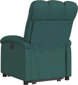 Elektrické zvedací polohovací křeslo tmavě zelené textil 3204122