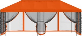 Altán s bočními stěnami 6 x 3 m Oranžová Polyester a ocel 3376002