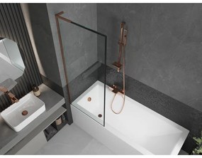 Mexen Next L, 1-křídlová vanová zástěna 70 x 150 cm, 6mm čiré sklo-černý vzor, ​​růžové zlato profil, 895-070-000-03-70-60