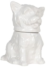 Bílá keramická skladovací dóza s designem psa Campagne - 20*20*26 cm