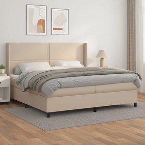 Box spring postel s matrací cappuccino 200 x 200 cm umělá kůže,  3132464