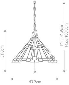 Elstead QZ-INGLENOOK-P-A - Lustr na řetězu Tiffany INGLENOOK 3xE27/60W/230V