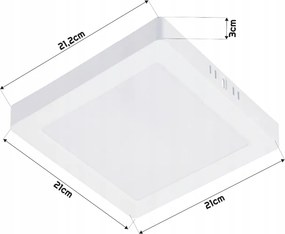 ECOLIGHT Stropní svítidlo, přisazené LED stropní svítidlo, 18W, 4000K, bílé, do obývacího pokoje