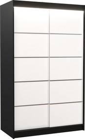 ADRK Furniture Posuvná skříň s LED osvětlením BENISSO 120 SW-BEN-B+W-120+L-V072