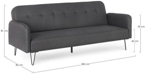 BIZZOTTO Rozkládací pohovka BRIDJET 200 cm černá 0735213
