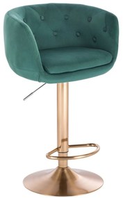 LuxuryForm DESIGN Barová židle MONTANA VELUR na zlaté kulaté podstavě - zelená