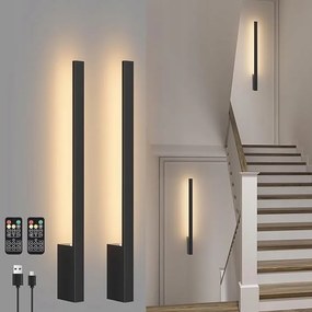Klighten Akumulátorová nástěnná lampa 60 cm černá 2 ks