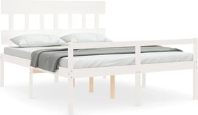 Postel s čelem pro seniory bílý 160x200 cm masivní dřevo 3195427