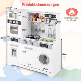 Costway Dřevěná kuchyňka na hraní s dřezem a kohoutkem. Kuchyňka na hraní rolí