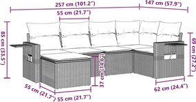 7dílná zahradní sedací souprava s poduškami černá polyratan 3249545