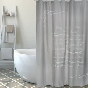 MSV GRASSE béžový / Sprchový závěs / motiv text / 180 x 200 cm / polye