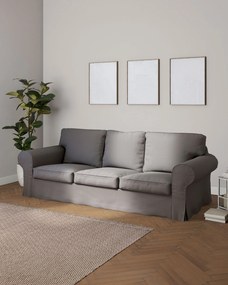 Potah na pohovku IKEA Ektorp 3-místná, rozkládací STARÝ MODEL PIXBO barva šedá látka pletený vzor