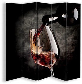 Ozdobný paraván, Vůně červeného vína - 180x170 cm, pětidílný, obustranný paraván 360°