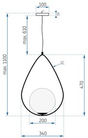 Visací stropní svítidlo APP938-1CP černé