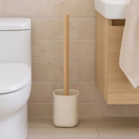 WC kartáč Liso, béžová/s dřevěnými prvky