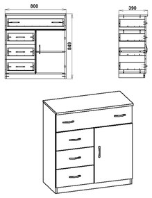 Vomaks Komoda-1-3-1 Barva: wenge + javor