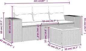4dílná zahradní sedací souprava s poduškami béžová polyratan 3257647