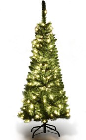 Costway 135 cm úzký vánoční stromek s teplými bílými LED světly umělý vánoční