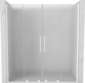 Mexen Velar Duo, posuvné sprchové dveře do otvoru 200 cm, 8mm sklo námraza, bílá matná, 871-200-000-32-20