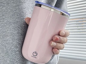 Verk Group Samomíchací hrnek 350 ml, ocelový termos na studené i horké nápoje, s usb kabelem