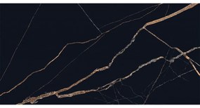 Mexen Fossil Černý vzorek glazované rektifikované dlaždice G1, podlahová-stěnová dlaždice, vysoký lesk - TL213-00-S