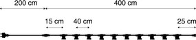 Propojitelný černý světelný řetěz se zástrčkou, 6m, 10x E27, IP64 - Lubber