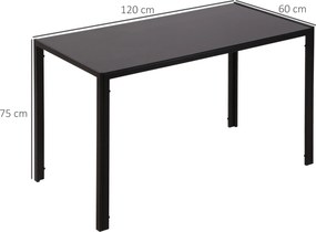 HOMCOM LED jídelní stůl kuchyňský stůl pro 4 osoby, tvrzené sklo a kov, černý, 120x60x75cm, moderní a stylový | Aosom.de