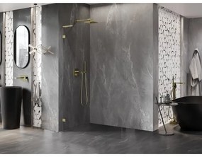 Mexen Lunar L sprchová stěna levá 60 x 200 cm, 8mm čiré sklo, zlatá matná, 830L-060-000-55-00-L