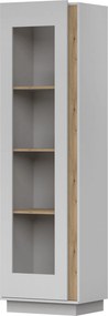 IDZ Vitrínová skříň GREY 1D 02, 58 cm Bílá/Dub Artisan