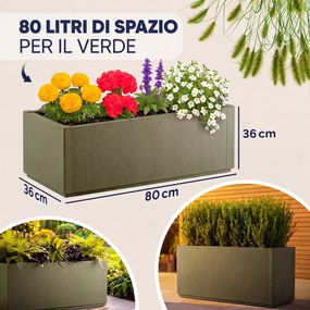 Květináč Ethica olivově zelená plast 80x36x36cm