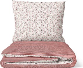 Krepové prodloužené povlečení Borghese červené s pruhem Velikost: 140 x 220 + 70 x 90