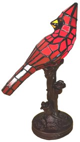 Stolní lampa Tiffany Red Parrot - 15*12*33 cm E14/max 1*25W