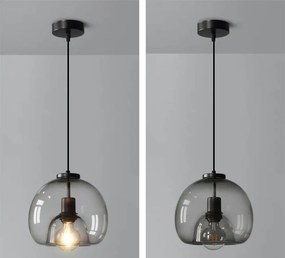 Toolight - závěsná skleněná svítilna s kouřového skla E27 60W APP1027-1CP, černá, OSW-01154