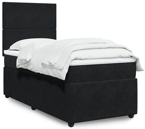 Box spring postel s matrací černá 100x200 cm samet 3292258