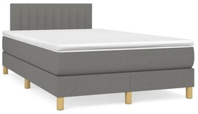 Box spring postel s matrací a LED tmavě šedá 120x190 cm textil