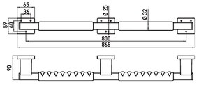 Emco System 2 - Madlo k vaně 865 mm, černá-chrom 357021202