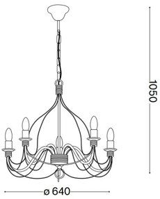 Ideal Lux - Lustr na řetězu CORTE 5xE14/40W/230V pr. 54 cm měď
