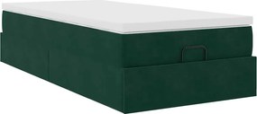 Osmanský rám postele s matrací tmavě zelené 100x200cm samet 3311168